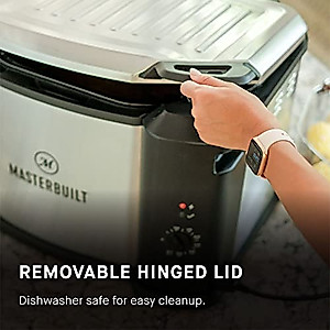 Masterbuilt MB20012420 Butterball XL 10 Liter Electric 3-in-1 Deep Fryer Boiler Steamer Cooker with Basket for Turkey, Seafood, & More, Silver