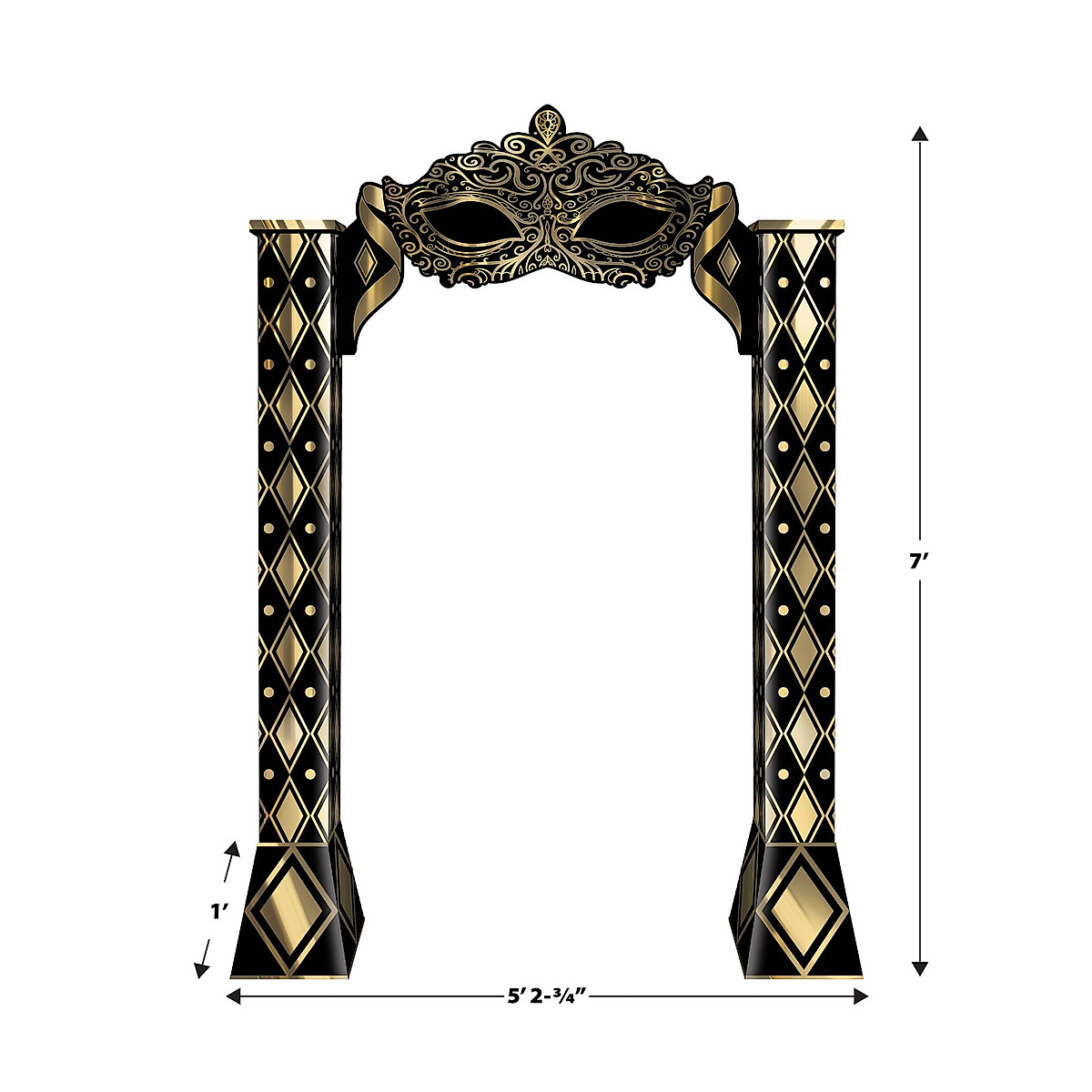 Beistle 4' x 5' 2.75" Cardboard Masquerade Ball Archway Photo Prop, Carnival Mardi Gras Prom Decorations
