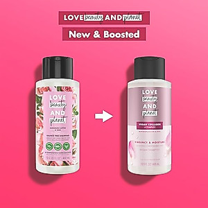 Love Beauty and Planet Vegan Collagen Moisture Shampoo Murumuru Butter & Rose Pack of 4 for Color-Treated Hair Vibrancy, 13.5 oz
