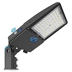 AKK 150W LED Parking Lot Lighting with Adjustable Slip Fitter, 21000LM (140LM/W) LED Parking Lot Lights, 5000K Street Light Dusk to Dawn Photocell, Waterproof LED Shoebox Light for Roadway, ETL Listed