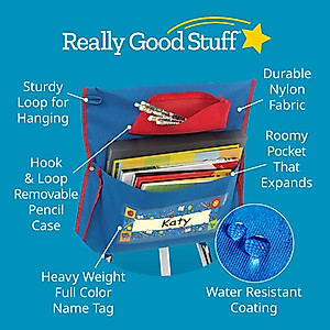 Deluxe Chair Pockets with Pencil Case – 6 Pack – Blue/Red