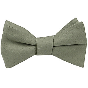 Gollate Mens Solid Linen Self Tie Bow Ties - Classic Butterfly Bowties - Wedding Formal Bowtie (Sage Green)