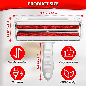 WOOTONG Pet Hair Remover Roller - Efficient Animal Hair Removal Tool for Cat & Dog Hair, Self-Cleaning Base, Red Color, Plastic, Manual, 1 Count (Reda)