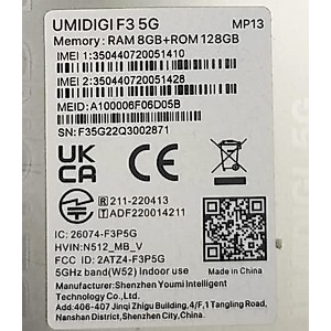 UMIDIGI F3 5G Unlocked Cell Phone, Android 12 Smartphone, 8GBRAM/128ROM NFC Android Phone, Octa-core 6.7" HD Large Screen, 48MP+16MP+5MP AI Triple Camera, 5150mAh Battery