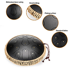 ChunFeng Steel Tongue Drum 14 Inch 15 Notes C-Key Healing Drum , Gift For All Ages ,Pure Sound Quality ,With Drum Mallets ,Carry Bag, Palm Set, Sheet Music (YH-06)
