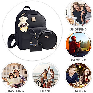 K.E.J. Mini Backpack for Women Bowknot Leather Backpack 3-PCS Cute Small Backpack Purse for Ladies