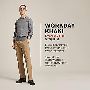 Dockers Men's Straight Fit Workday Khaki Smart 360 Flex Pants (Regular and Big & Tall), Black, 34W x 32L