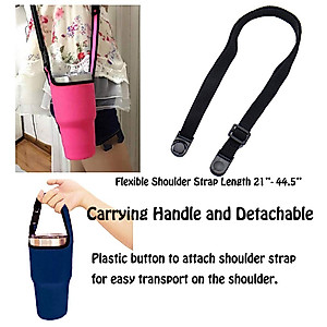 TuNan 4PCS Tumbler 30oz Carrier Holder Pouch with Shoulder Strap, Fit for YETI, Rtic, Atlin, Ozark Trail, Rambler, Neoprene Sleeve with Carrying Handle - 4 Colors