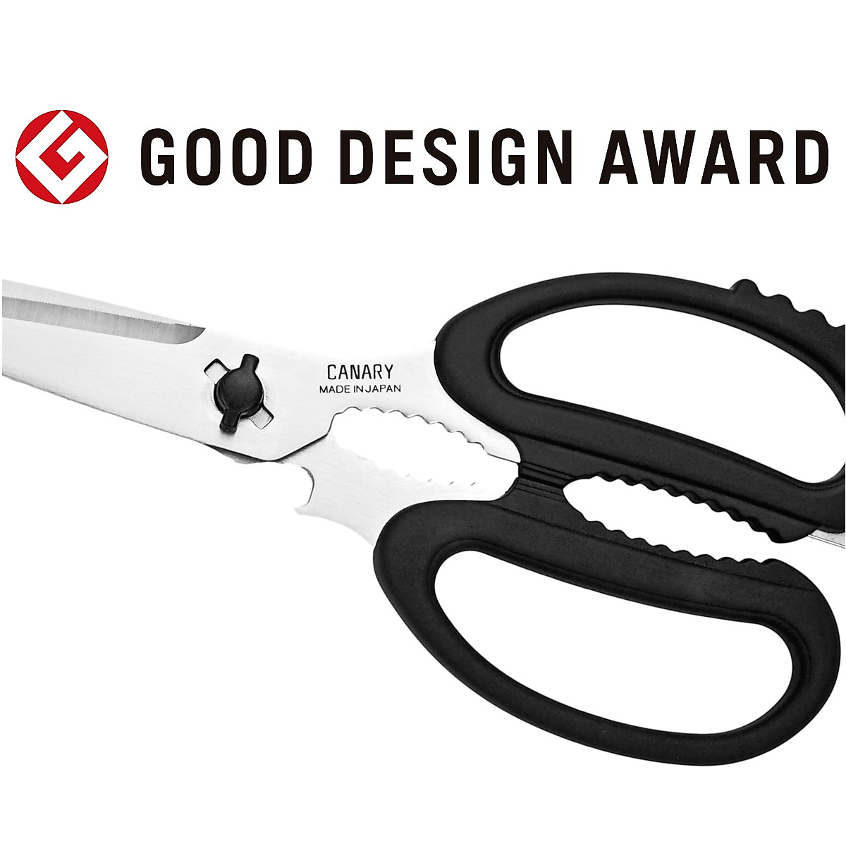 CANARY Japanese Kitchen Shears Heavy Duty, Made in JAPAN, Dishwasher Safe Come Apart Blade, Multipurpose Kitchen Scissors, Sharp Serrated Japanese Stainless Steel, Black
