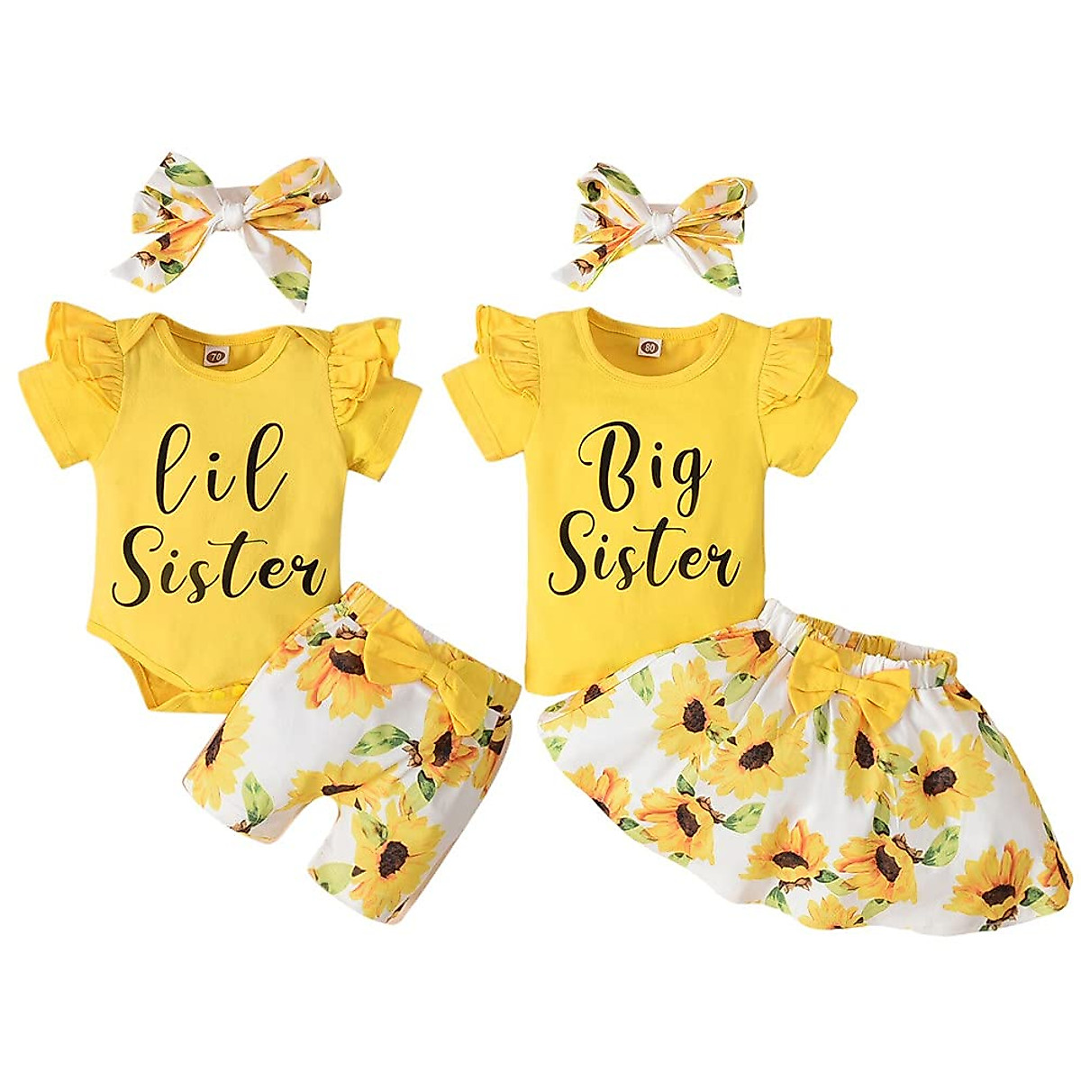 Honykids Toddler Baby Girls Sister Matching Outfits Little Sister Big Sister Clothes Set