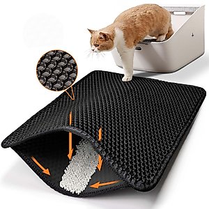 Conlun Cat Litter Mat Kitty Litter Trapping Mat 25” x15” Honeycomb Double Layer, Urine Waterproof, Easier to Clean, Litter Box Mat Scatter Control, Less Waste, Soft on Paws, Non-Slip