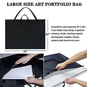 2 Pack Light Weight Art Portfolio Bag with Nylon Shoulder, 24"X 36" Large Size Poster Board Storage Bag, Waterproof Drawing Painting Sketch Bag Case for Artist and Student Art Work Portfolio