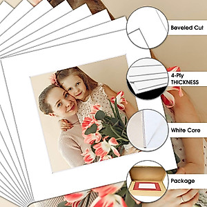 Golden State Art, Pack of 10, 12x12 White Picture Mats Mattes with White Core Bevel Cut for 8x8 Photo