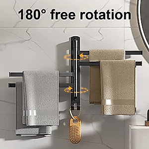 MISNODE Swivel Towel Rack Over The Door Towel Rack Stainless Steel Swivel Towel Bar 180° Free Roattion Towel Rack Large Capacity Towel Bar Towel Racks for Bathroom Kitchen Closet