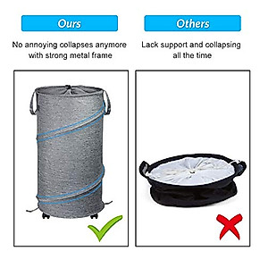 Laundry Hamper with Wheels, Collapsible 77L Large Laundry Baskets with Handle, Fabric Foldable Tall Dirty Clothes Bag Storage Organizer Washing Bin for Laundry, Bedroom, Bathroom, College Dorm Hamper