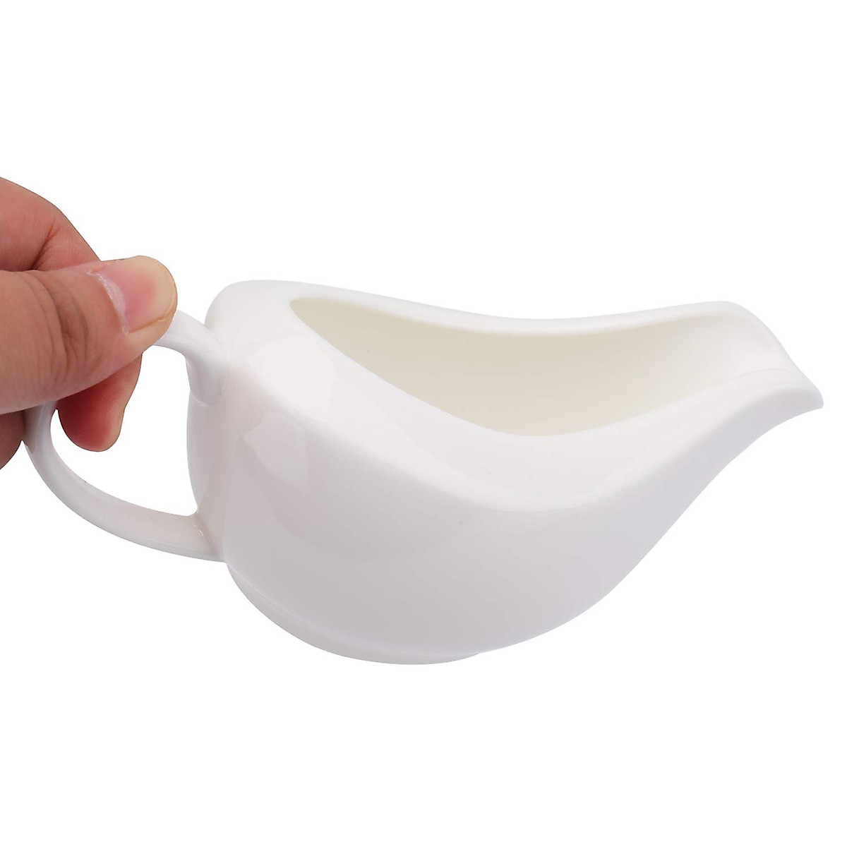 Yesland Gravy Sauce Boat with Saucer Stand -13.5 Oz Fine White Ceramic Gravy Boat for Dining, Holiday Meals & Parties