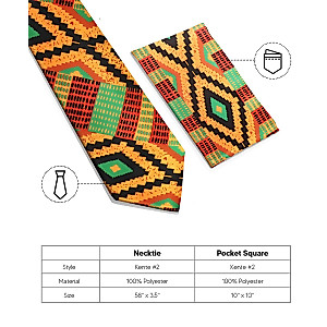 Vittorio Farina Premium Kente Necktie & Matching Pocket Square Set (Kente #2)