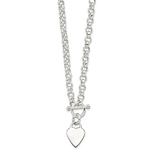IceCarats 925 Sterling Silver Engraveable Heart Love Disc Link Chain Necklace Toggle Clasp