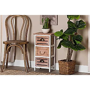 Baxton Studio Palta Modern and Contemporary Two-Tone White and Oak Brown Finished Wood 3-Drawer Storage Unit