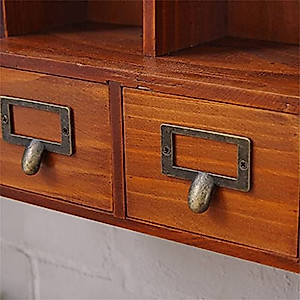 ZSEDP Solid Wooden Retro Drawer Style Creative Small Cabinet Cosmetics Storage Box Display Shelves Wall Hanging