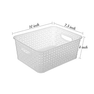 Clear Plastic Woven Storage Basket, 6-Pack Weave Basket Organizer for Kitchen Offices Bathrooms