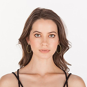 Gacimy Medium Gold Hoop Earrings for Women 14K Real Gold Plated, 925 Sterling Silver Post CZ Earrings for Women, 40mm Gold Medium Hoops Hypoallergenic Earrings