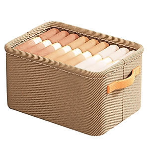 Smart Folding Storage Box, Cotton and Linen Folding Storage Bins with Handle, Large Capacity Storage Bins Closet Organizer System, Space Saving Shelf Organizer Shelves Storage Basket for Home