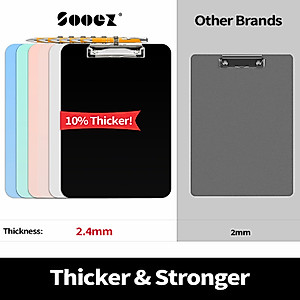 Sooez Plastic Clipboard with Pen Holder, [10% Thicker] Clip Boards 8.5x11 with Low Profile Clip, Kids Clipboards for School, Cute Hanging Clipboard, Standard Letter Size A4 Clipboard for Women, Work