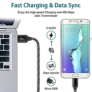 Adaptive Fast Charger Android Charger for Samsung Galaxy S7 Edge S6 S5 J3 J3V J7 J7V J5,Moto G5 G4 E6 E5 E4,LG Stylo 3 2 G4 K50 K40 K22 K20,Tablet,Android Phone,HTC, 3ft Fast Charging Micro USB Cable