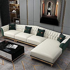 SXNBH Sofa Postmodern Living Room Corner Combination Size Apartment Villa Leather Sofa