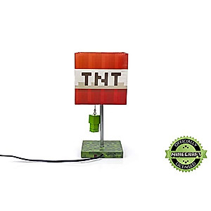 Minecraft TNT Block Desk Lamp with 3D Creeper Puller | 14-Inch LED Lamp Light