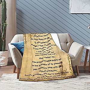 Psalm 23 Blanket Christian Gifts (50x40inch)- Religious Throw Blanket Soft Lightweight Cozy Plush Warm Blankets for Women Men