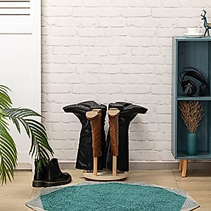 PARANTA Wooden Boots Storage Rack, 3-Pair Tall Boots Holder, Stand-Alone Rotatable Shoe Organizer, Natural