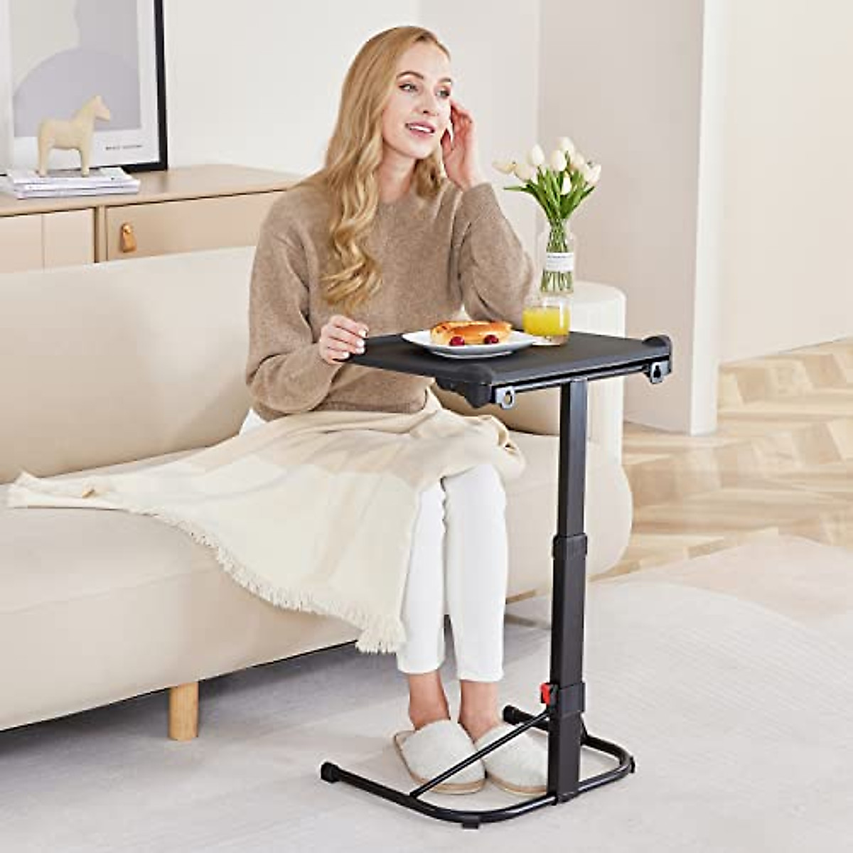 Maarch Folding TV Tray Table, Adjustable TV Dinner Table, Foldable Tray Table for Eating and Laptops, Wall Mountable, Black