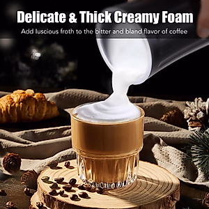 Ovetedot Milk Frother, Upgraded 4-in-1 Milk Frother and Steamer, Hot and Cold Foam Maker and Milk Warmer with Temperature Control & Auto Shut-Off, Frother for Coffee, Latte, Cappuccino, Matcha(Black)