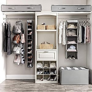 ZOBER Hanging Shoe Organizer for Closet, 10 Shelves - Hanging Shoe Rack W/ Side Pockets - Narrow, Space Saving, Durable