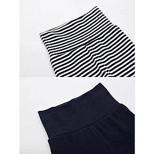 ACESTAR Newborn Baby Boys Girls 3-Pack Cotton High Waist Footed Pants 6-12 Months, Navy Blue