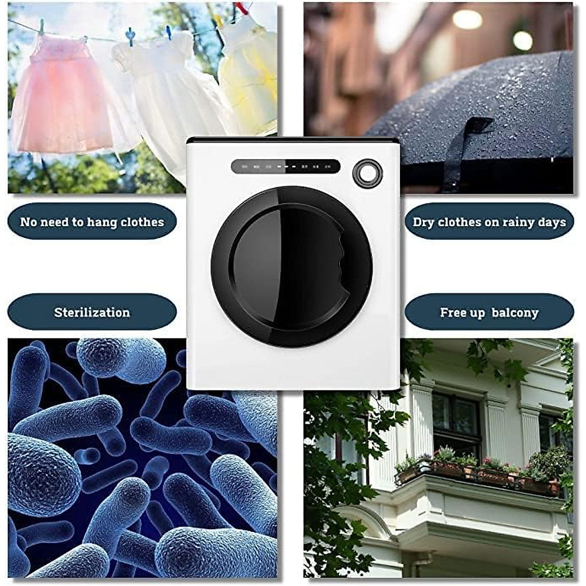 Compact Laundry Dryer, OOTDAY 9lbs portable Clothes Dryer Machine, 110V Electric Portable Clothes Dryer with Stainless Steel Tub for Existing Laundry Machines Drying Excellence Guaranteed