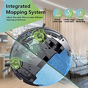 Robot Vacuum and Mop Combo, 2 in 1 Mopping Robotic Vacuum with 2000Pa Max Suction, WiFi/App/Alexa, Schedule Settings, Self-Charging, Slim, Tangle-Free, Ideal for Hard Floor, Pet Hair and Carpet
