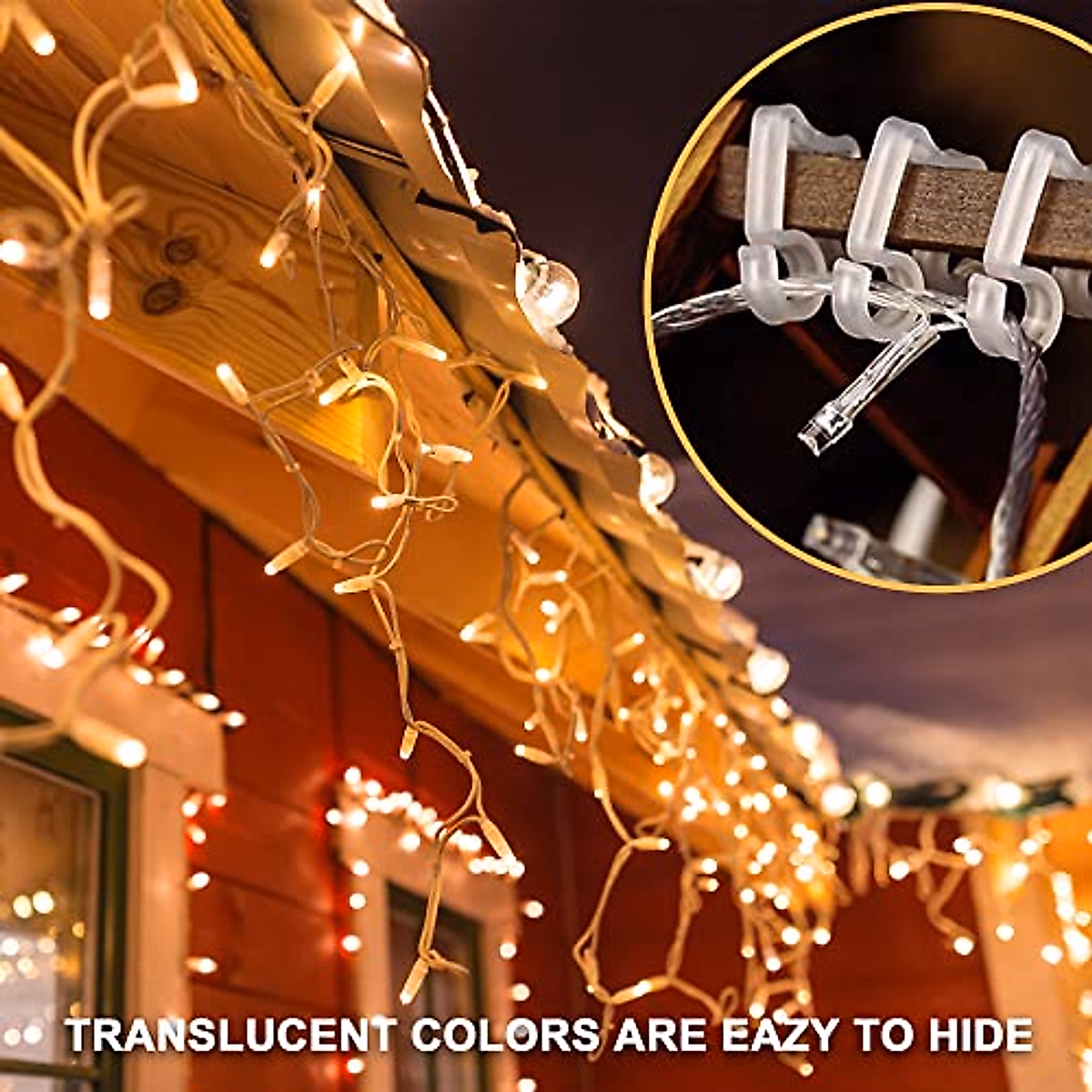 Holiday Hang Gutter Hooks for Christmas Decoration String Lights Weatherproof Outdoor Lights Clip for Halloween Xmas(100 Pieces)
