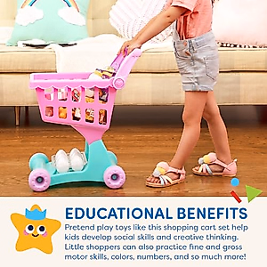 Battat- Play Circle- Shopping Cart – Toy Food – Play Kitchen For Toddlers- Pretend Play- Shopping Day Grocery Cart- 2 years +