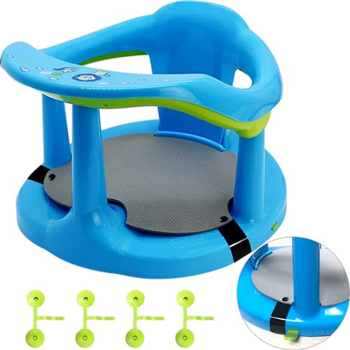 CAM2 Baby Bath Seat Non-Slip Infants Bath tub Chair with Suction Cups for Stability, Newborn Gift, 6-18 Months (Blue)…