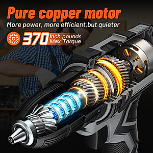 Drill Set, OUBEL 20V Cordless Drill with Battery and Charger, Home Electric Power Drill Cordless, 3/8-Inch Keyless Chuck, 2 Variable Speed, 25+1 Position, LED Light and 42pcs Accessories