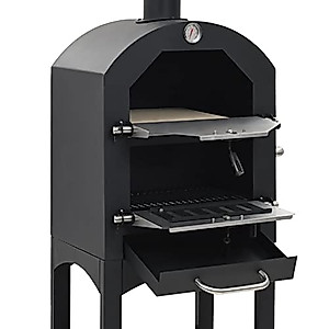 CHARMMA Charcoal Fired Outdoor Pizza Oven With Fireclay Stones Heavy Duty Outdoor Oven For Pizzas,Bread,Cakes or Pies BBQ Oven Smoker With Built-in Thermometer