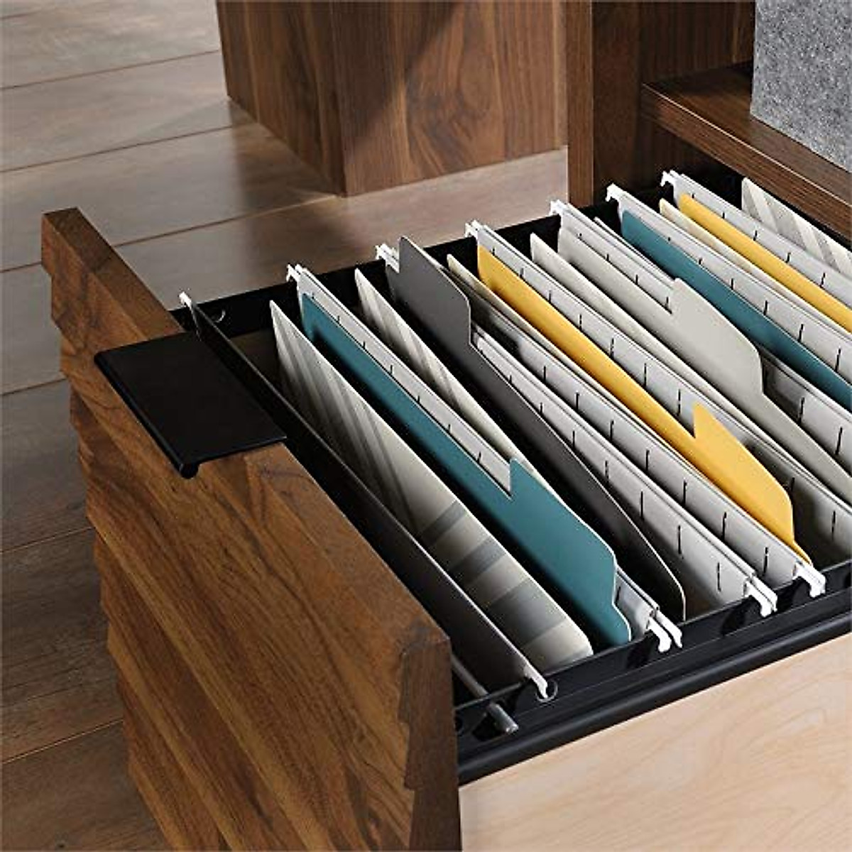 Sauder Harvey Park L-Desk, L: 59.06" x W: 59.06" x H: 30.00", Grand Walnut Finish