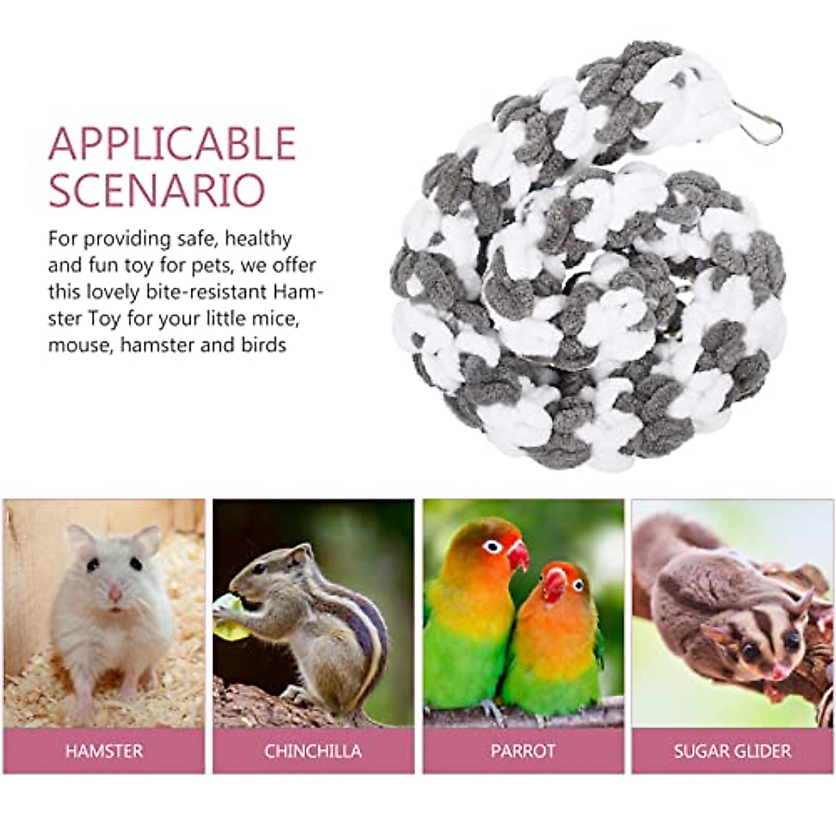 ULTECHNOVO Sugar Glider Climbing Rope Cage Bird Rope Parrot Rope Perch Bird Swing Bird Climbing Pet Swing Chinchilla Hamster Accessory Rat Ladder Bridge Parrot Swings Toy Cotton Rope The Bird