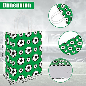 24 Pieces Soccer Party Favor Bags Soccer Goody Treat Candy Bags Soccer Goodie Bags Soccer Snack Bags Paper Soccer Gift Bags with Handles for Kids Soccer Birthday Party Supplies Decorations, 2 Styles