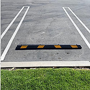 EasyGo Product Parking Lot Curb Wheel Stopper – Heavy Duty Rubber – 6 Ft Long – 72”X6”X4” - Parking Spaces, Crack, or Fade – 44,000 LB Capacity – 1 Pack