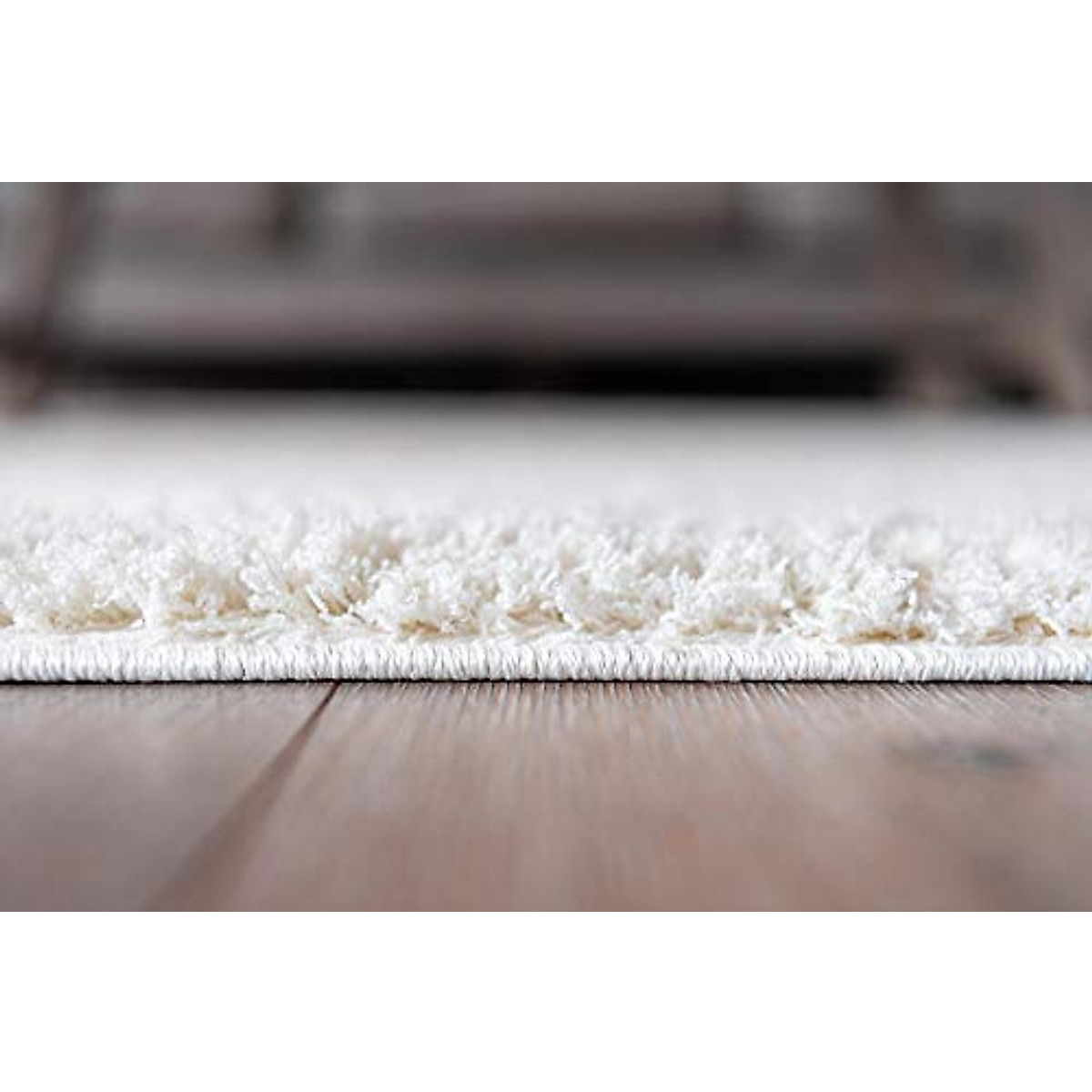 Rugs.com Lattice Shag Collection Rug – 5' x 8' Ivory Shag Rug Perfect for Living Rooms, Large Dining Rooms, Open Floorplans