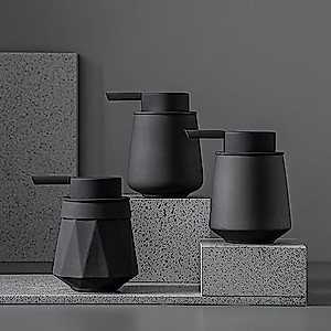 Soap Dispenser, 12oz Foam Hand Soap Dispenser with Pump Rounded Bottom Porcelain Hand Liquid Dispenser, Black Pump Dish Liquid Dispenser for Kitchen, Bathroom(Rubber Paint)